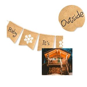 Christmas Banner Baby It's Cold Outside Printed Bunting Banner Christmas Tree Garland Holiday Bunting Home Garden Indoor Outdoor Banner Christmas Home Party Decorations