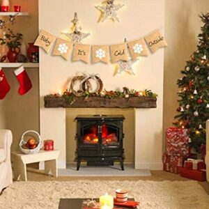 Christmas Banner Baby It's Cold Outside Printed Bunting Banner Christmas Tree Garland Holiday Bunting Home Garden Indoor Outdoor Banner Christmas Home Party Decorations