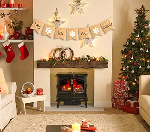 Christmas Banner Baby It's Cold Outside Printed Bunting Banner Christmas Tree Garland Holiday Bunting Home Garden Indoor Outdoor Banner Christmas Home Party Decorations