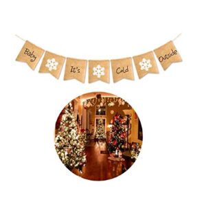 Christmas Banner Baby It's Cold Outside Printed Bunting Banner Christmas Tree Garland Holiday Bunting Home Garden Indoor Outdoor Banner Christmas Home Party Decorations