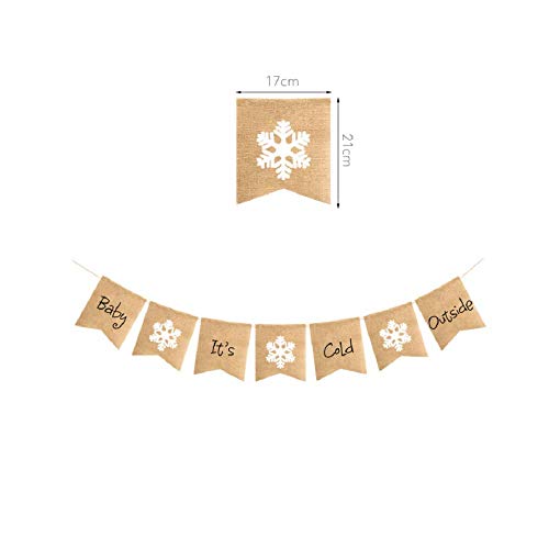 Christmas Banner Baby It's Cold Outside Printed Bunting Banner Christmas Tree Garland Holiday Bunting Home Garden Indoor Outdoor Banner Christmas Home Party Decorations