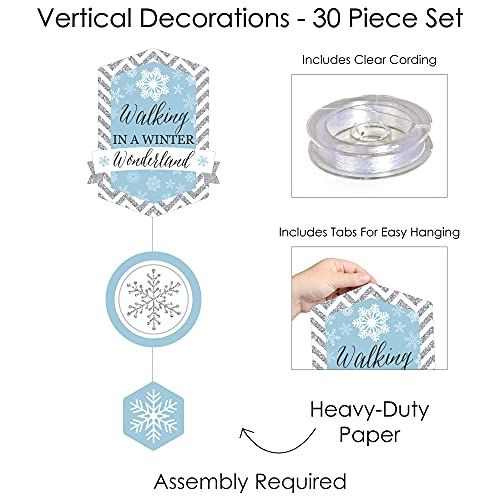 Big Dot of Happiness Winter Wonderland - Snowflake Holiday Party and Winter Wedding DIY Dangler Backdrop - Hanging Vertical Decorations - 30 Pieces