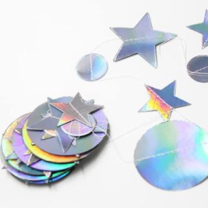 Corwogolo Star Party Decoration Iridescent Dots Holographic Twinkle Little Stars Garlands Hanging Streamer Banner Backdrop for Birthday Baby Shower New Year Wedding Ramadan Party