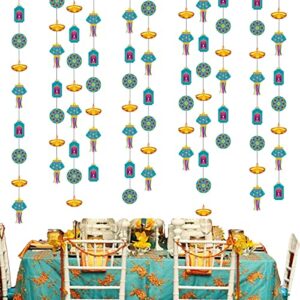 happy diwali garland, happy diwali decorations, blue circle dots garland for deepavali party, paper circle garland hanging dots streamer, happy diwali party favors