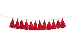 darice red tissue tassel garland, 12 piece 6ft