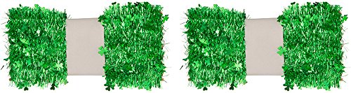 100 Feet St. Patricks Day Shamrock Tinsel Garland Bundle of 2 50 Foot Packs