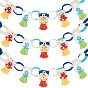 big dot of happiness gear up robots – 90 chain links and 30 paper tassels decoration kit – birthday party or baby shower paper chains garland – 21 feet