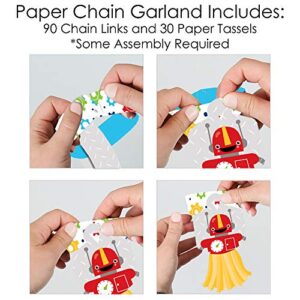 Big Dot of Happiness Gear Up Robots - 90 Chain Links and 30 Paper Tassels Decoration Kit - Birthday Party or Baby Shower Paper Chains Garland - 21 feet