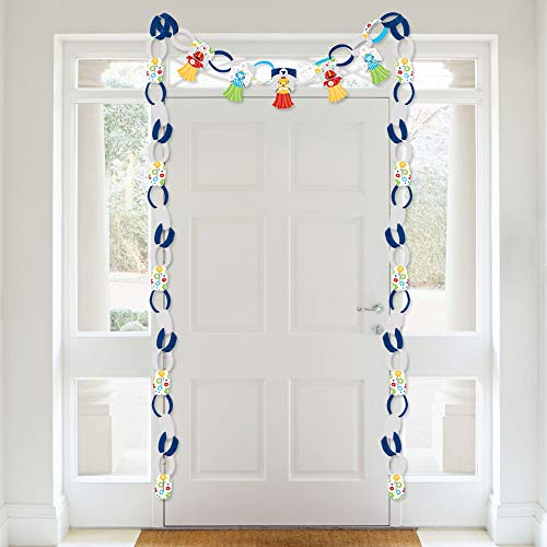 Big Dot of Happiness Gear Up Robots - 90 Chain Links and 30 Paper Tassels Decoration Kit - Birthday Party or Baby Shower Paper Chains Garland - 21 feet