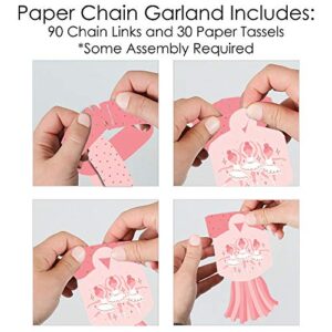 Big Dot of Happiness Tutu Cute Ballerina - 90 Chain Links and 30 Paper Tassels Decoration Kit - Ballet Birthday Party or Baby Shower Paper Chains Garland - 21 feet