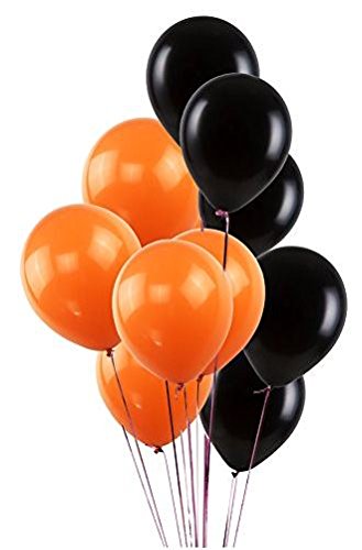 Happy Halloween Banner With Balloons - 100 Orange & Black Balloons Set - Halloween Decor Party Decorations Garland Bundle by Jolly Jon