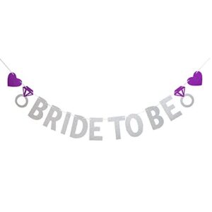 bride to be banner silver glittery for engagement wedding hen night sign bridal shower with diamond ring bunting party decoration supplies