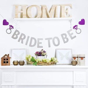 Bride To Be Banner Silver Glittery For Engagement Wedding Hen Night Sign Bridal Shower with Diamond Ring Bunting Party Decoration Supplies