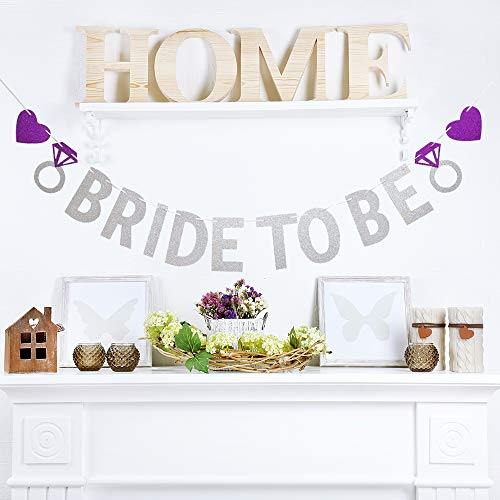 Bride To Be Banner Silver Glittery For Engagement Wedding Hen Night Sign Bridal Shower with Diamond Ring Bunting Party Decoration Supplies