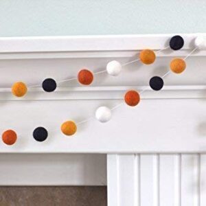 Halloween Felt Ball Garland- Orange, Tangerine, Black, White- 1" (2.5 cm) Wool Felt Balls- Autumn Fall Pumpkin