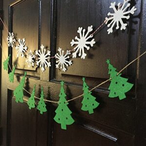 Tinksky 2pcs Snowflake and Christmas Tree Fabric Party Bunting Banners Christmas Garlands Xmas Decoration Supplies 3 Meters