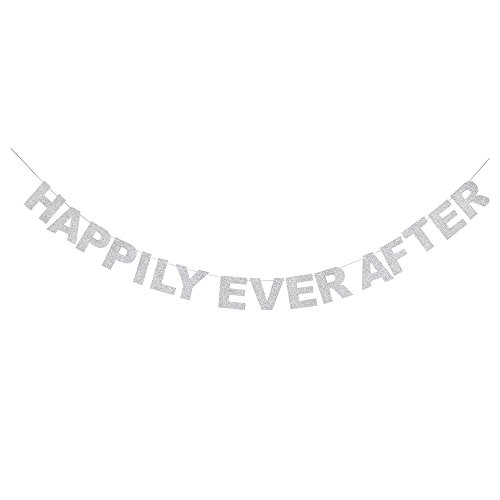 Happily Ever After Silver Glitter Theme Bunting Banner For Wedding Decor Bunting Photo Props Signs Garland Bridal Shower Party Creative Decorations.