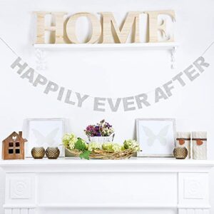 Happily Ever After Silver Glitter Theme Bunting Banner For Wedding Decor Bunting Photo Props Signs Garland Bridal Shower Party Creative Decorations.