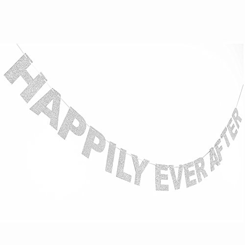 Happily Ever After Silver Glitter Theme Bunting Banner For Wedding Decor Bunting Photo Props Signs Garland Bridal Shower Party Creative Decorations.