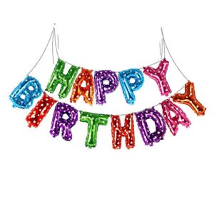 treasures gifted rainbow happy birthday balloons letters – happy birthday balloon banner – metallic happy birthday foil balloons – happy birthday mylar balloons, foil letter balloons, 16 inch