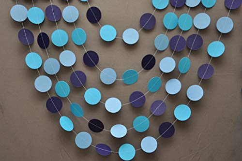 Paper Garland, party decor, Circles paper garland BLUE, light, medium and marine, Birthday party, children's room, nursery, photo props