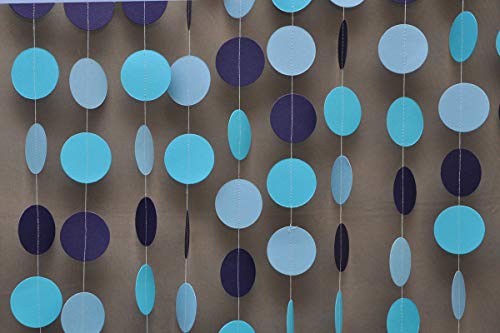 Paper Garland, party decor, Circles paper garland BLUE, light, medium and marine, Birthday party, children's room, nursery, photo props