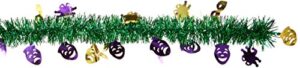 amscan mardi gras mask tinsel garland party decoration, foil, 15′. decoration, multicolor, one size (229027)