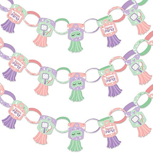 Big Dot of Happiness Pajama Slumber Party - 90 Chain Links and 30 Paper Tassels Decoration Kit - Girls Sleepover Birthday Party Paper Chains Garland - 21 feet