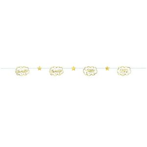 Twinkle Twinkle Little Star Paper Garland - 7 Ft | White & Gold | 1 Pc