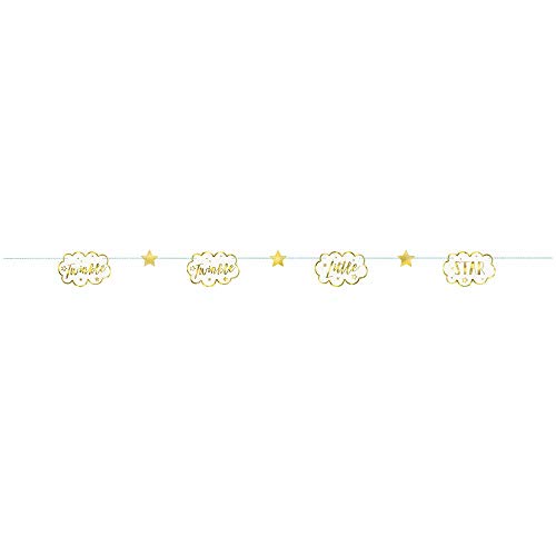 Twinkle Twinkle Little Star Paper Garland - 7 Ft | White & Gold | 1 Pc