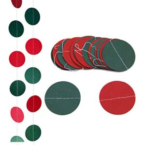 4 Pack 40ft Red Green Paper Garland Circle Dot Party Banner Hanging Streamer Bunting Banners Backdrop Background Decor for Christmas Holiday New Years Wedding Birthday Baby Shower Party Supplies