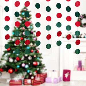 4 Pack 40ft Red Green Paper Garland Circle Dot Party Banner Hanging Streamer Bunting Banners Backdrop Background Decor for Christmas Holiday New Years Wedding Birthday Baby Shower Party Supplies