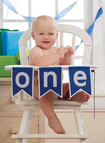 Mud Pie"ONE" Pennant Happy Birthday Boy High Chair Banner Garland Sign Felt