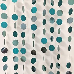 Hellensp Sage Green Circle Garland 4 Pack Green Dots Paper Garland String Hanging Backdrop 52 feet Teal Circle Garland for Birthday Rustic Wedding Baby Shower Vintage Party