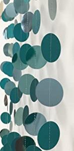 Hellensp Sage Green Circle Garland 4 Pack Green Dots Paper Garland String Hanging Backdrop 52 feet Teal Circle Garland for Birthday Rustic Wedding Baby Shower Vintage Party