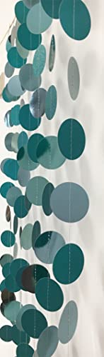 Hellensp Sage Green Circle Garland 4 Pack Green Dots Paper Garland String Hanging Backdrop 52 feet Teal Circle Garland for Birthday Rustic Wedding Baby Shower Vintage Party