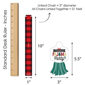 Big Dot of Happiness Christmas Pajamas - 90 Chain Links and 30 Paper Tassels Decoration Kit - Holiday Plaid PJ Party Paper Chains Garland - 21 feet