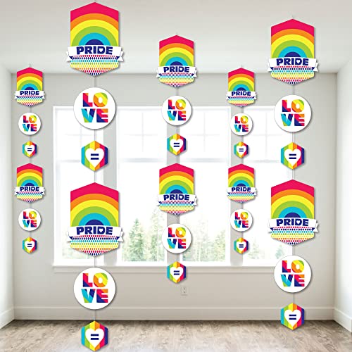 Big Dot of Happiness Love is Love - Gay Pride - LGBTQ Rainbow Party DIY Dangler Backdrop - Hanging Vertical Decorations - 30 Pieces