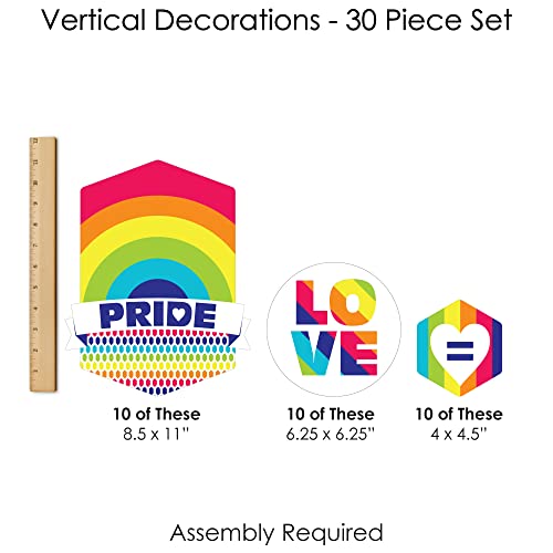 Big Dot of Happiness Love is Love - Gay Pride - LGBTQ Rainbow Party DIY Dangler Backdrop - Hanging Vertical Decorations - 30 Pieces