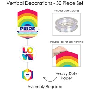 Big Dot of Happiness Love is Love - Gay Pride - LGBTQ Rainbow Party DIY Dangler Backdrop - Hanging Vertical Decorations - 30 Pieces