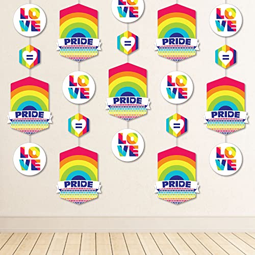 Big Dot of Happiness Love is Love - Gay Pride - LGBTQ Rainbow Party DIY Dangler Backdrop - Hanging Vertical Decorations - 30 Pieces