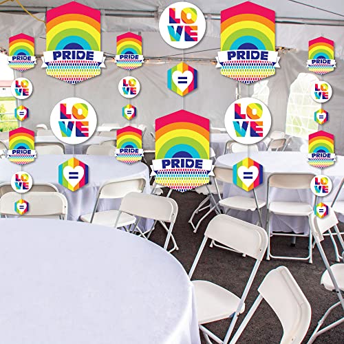 Big Dot of Happiness Love is Love - Gay Pride - LGBTQ Rainbow Party DIY Dangler Backdrop - Hanging Vertical Decorations - 30 Pieces