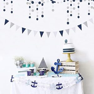 navy blue white silver birthday graduation 2022 fathers day wedding baby shower party decorations bunting