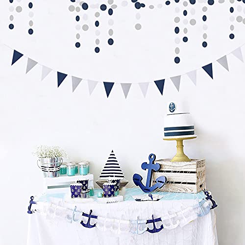 Navy Blue White Silver Birthday Graduation 2022 Fathers Day Wedding Baby Shower Party Decorations Bunting