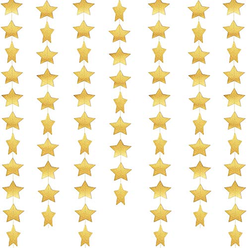 65Ft/20 Meters Star Paper Garland Bunting Banner Party Birthday Hanging Decoration Baby Shower Decor (Gold)