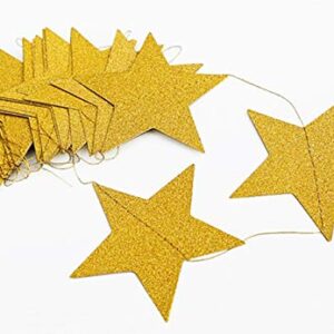 65Ft/20 Meters Star Paper Garland Bunting Banner Party Birthday Hanging Decoration Baby Shower Decor (Gold)