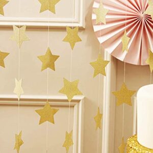 65Ft/20 Meters Star Paper Garland Bunting Banner Party Birthday Hanging Decoration Baby Shower Decor (Gold)