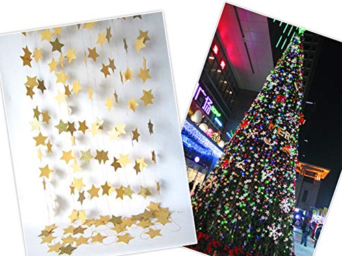 65Ft/20 Meters Star Paper Garland Bunting Banner Party Birthday Hanging Decoration Baby Shower Decor (Gold)