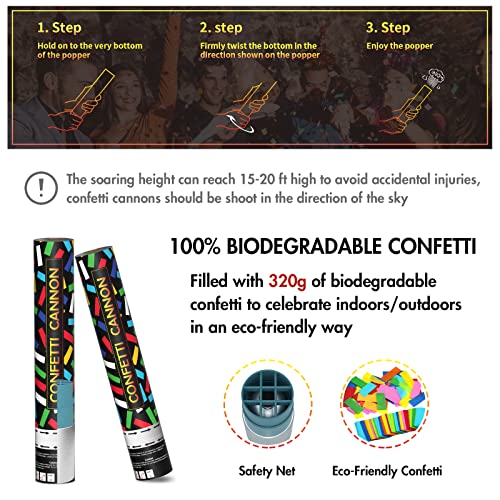 Confetti Cannons EFFIELER Multicolor Party Poppers Confetti Shooters (10 Packs) 100% Biodegradable and Air Powered Party Popper Perfect for Birthday, Graduation,and Any Other Party Or Celebration…