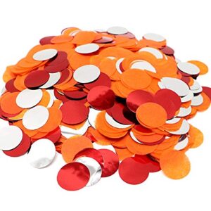 vcostore tissue paper confetti circles – round confetti dots，large table confetti for wedding birthday party decoration and gift box decoration, 5000 pieces -orange red & silver mix confetti